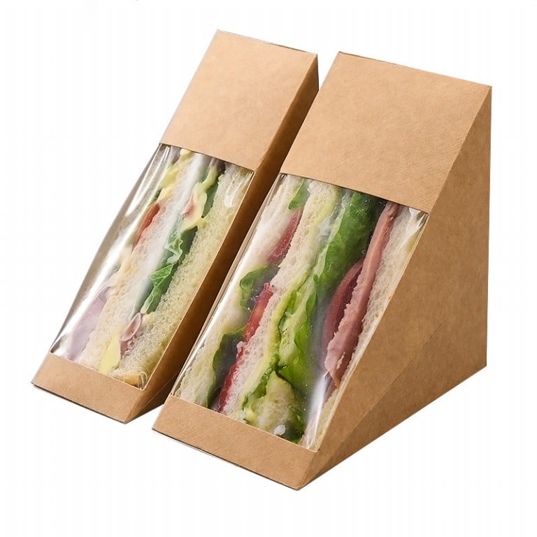 custom brown kraft triangle sandwich box packaging - HuaCang Packaging ...