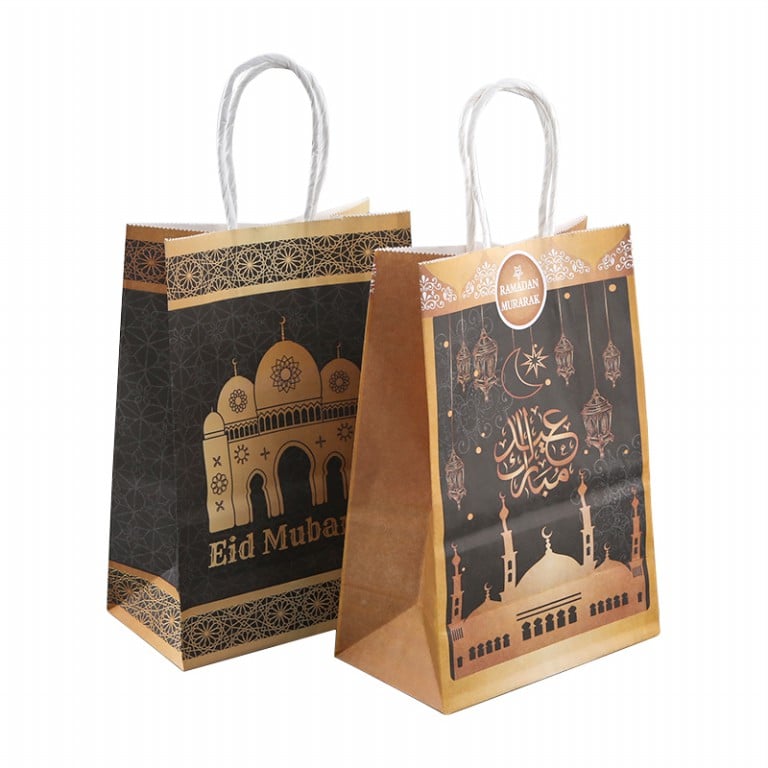 Custom gold logo paper bag - HuaCang Packaging Company