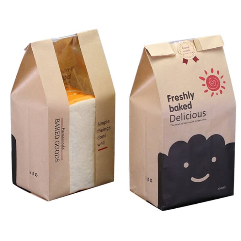 Custom toast kraft bakery paper bag with Transparent window - HuaCang ...