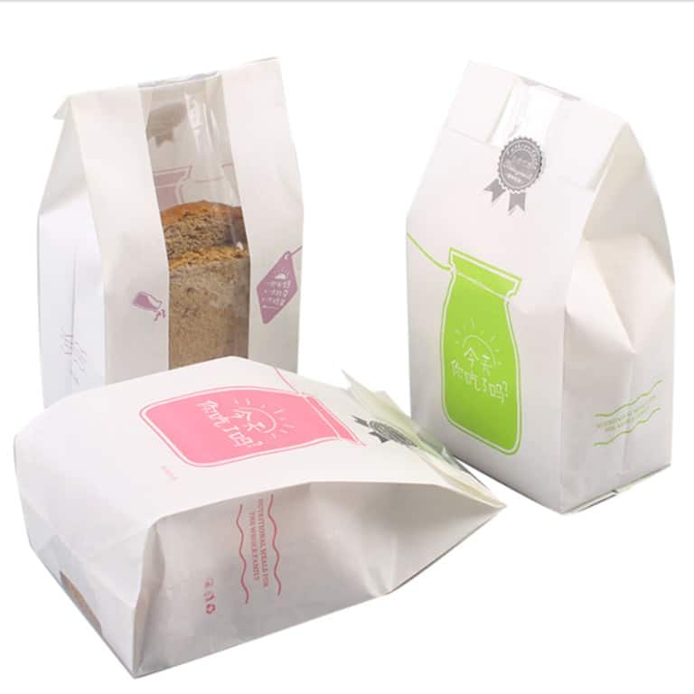 Custom toast kraft bakery paper bag with Transparent window - HuaCang ...