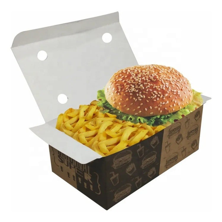 Custom Printed Foldable Kraft Burger Boxes - HuaCang Packaging Company