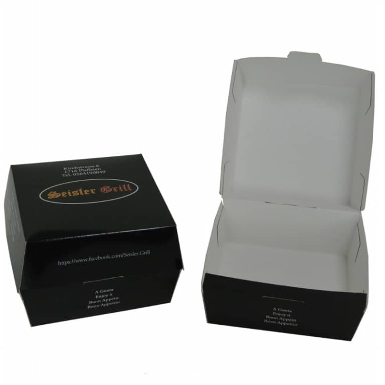 Custom Printed Black Burger Boxes - HuaCang Packaging Company