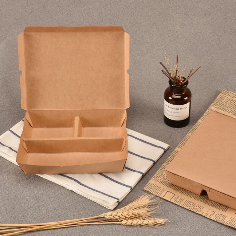 Disposable To Go 3 Compartment Paper Lunch Box - HuaCang Packaging Company