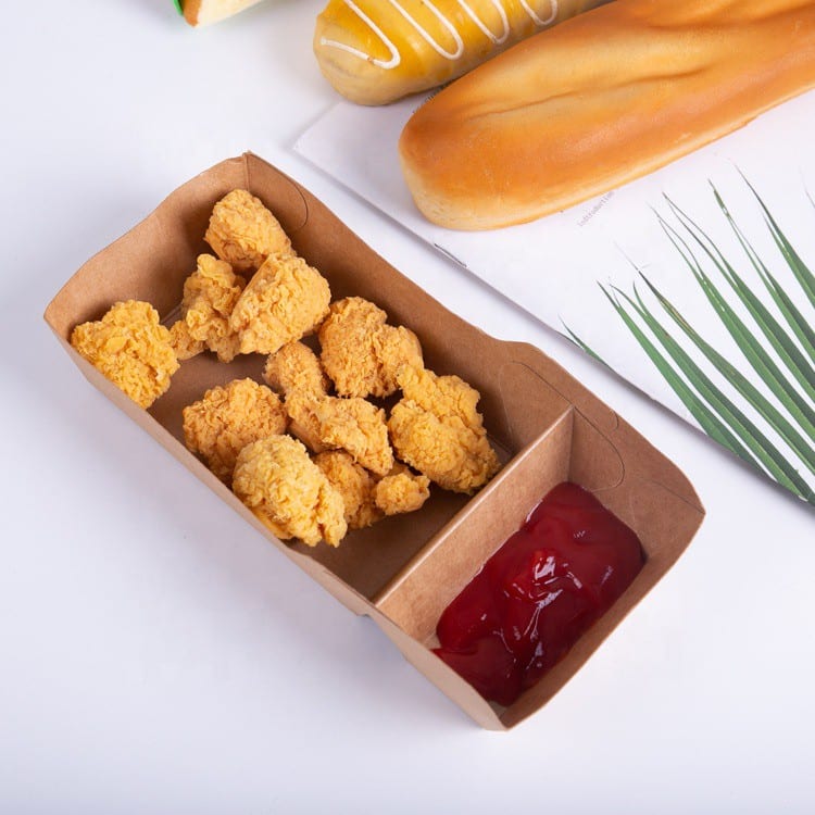 Custom Disposable Two Compartments Paper Boat for Fries - HuaCang ...