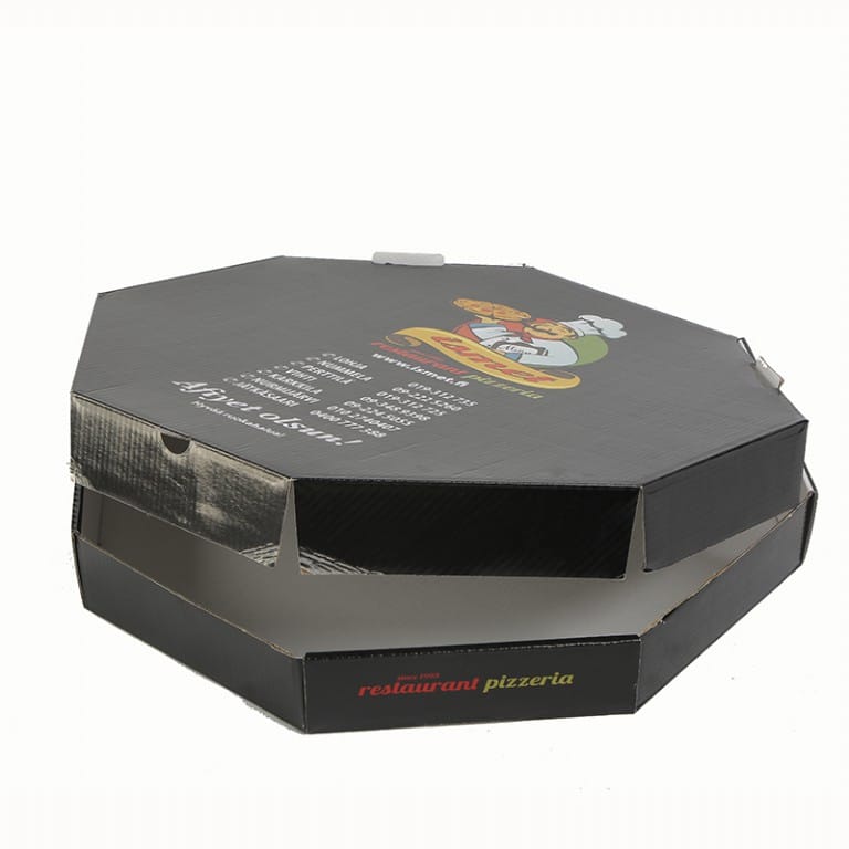 custom printed black pizza box with logo - HuaCang Packaging Company