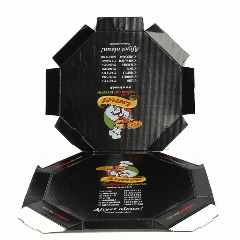 custom printed black pizza box with logo - HuaCang Packaging Company