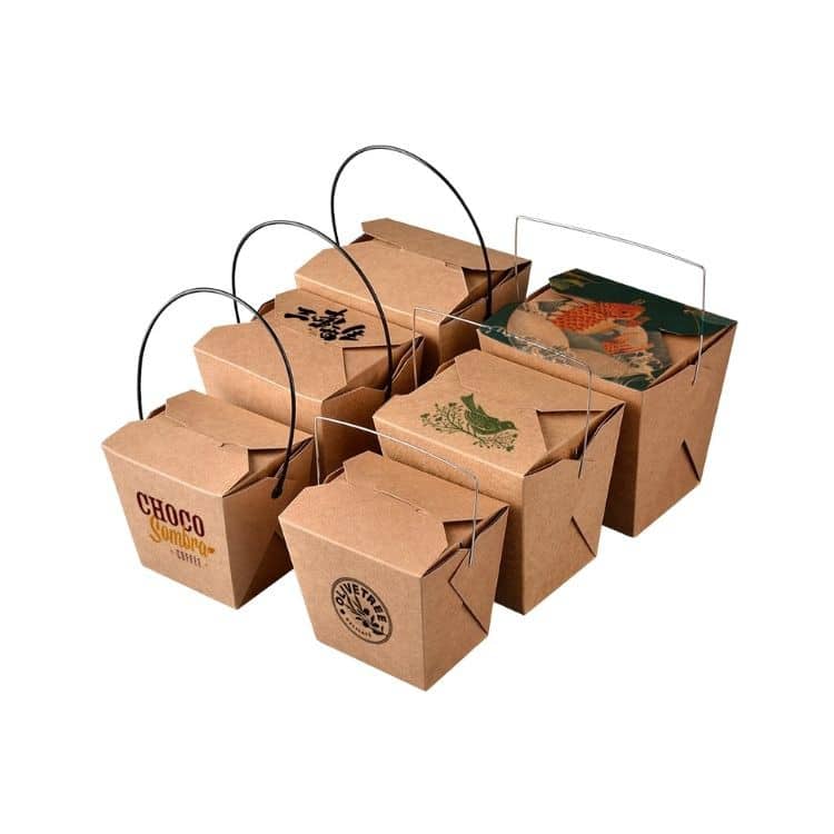 custom logo kraft noodle box with handle - HuaCang Packaging Company