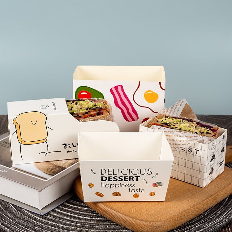 custom printed sandwiches breakfast paper box - HuaCang Packaging Company